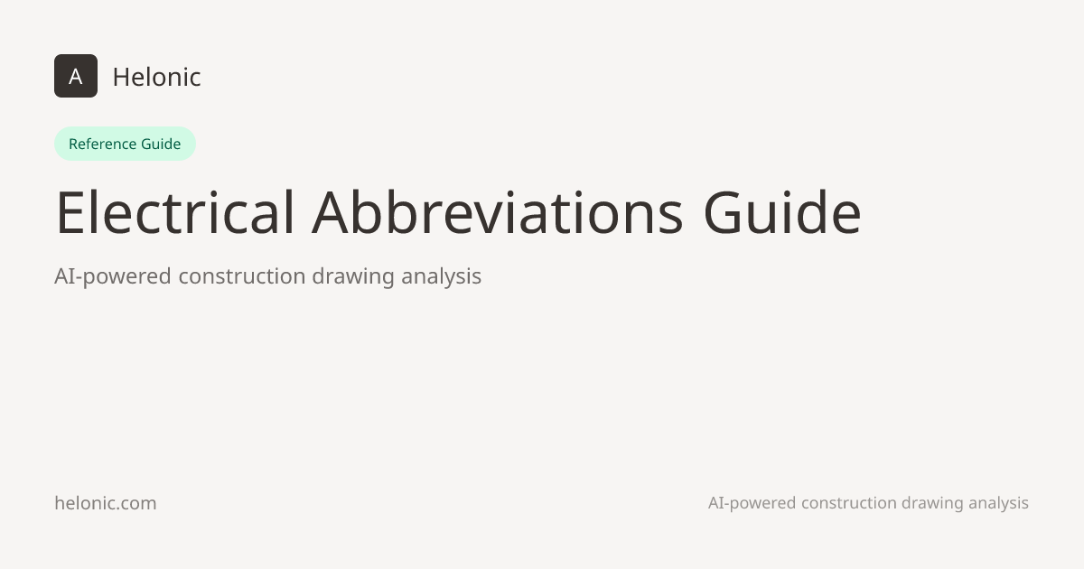 Electrical Abbreviations Guide | Helonic
